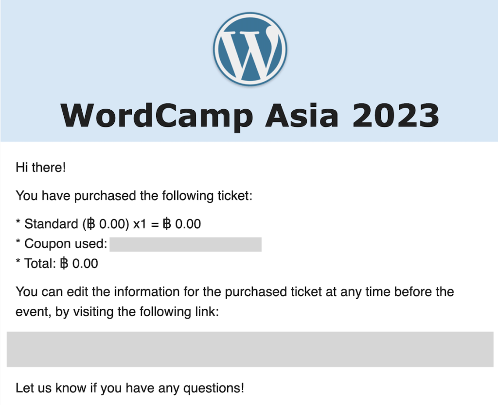 Transfer your Ticket – WordCamp Asia 2023